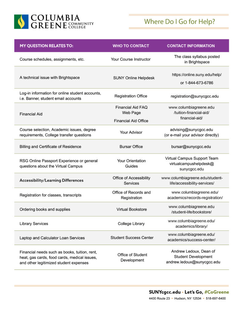 Where Do I Go for Help? | Columbia-Greene Community College